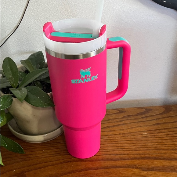 Stanley | Kitchen | Stanley Bright Pink 4oz Tumbler With Straw | Poshmark